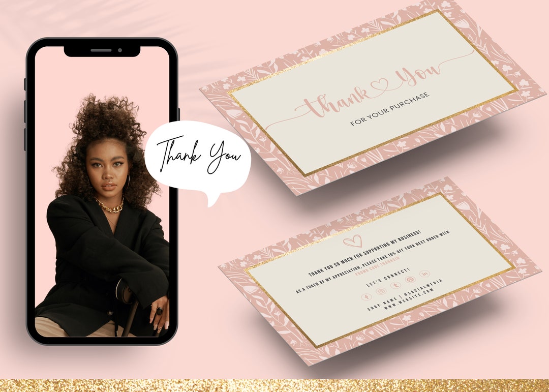 Pink Thank You Card Template Canva Entrpreneur Thanks for Your Purchase ...