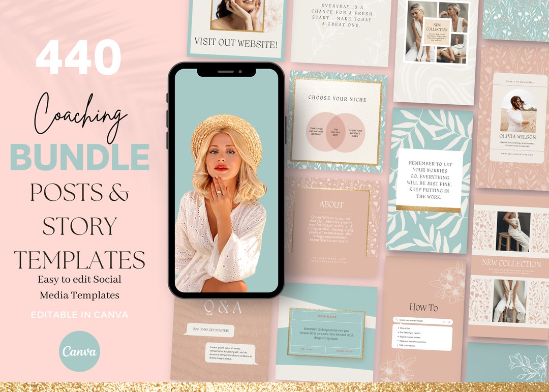 1 Year of Instagram Posts & Story Template Bundle Pink Entrepreneur ...