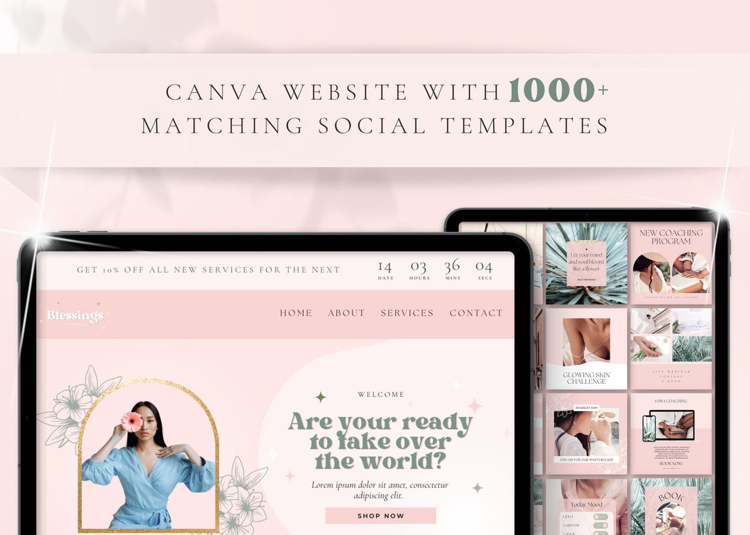 Canva Website Template With Matching Social Media Templates Editable in ...