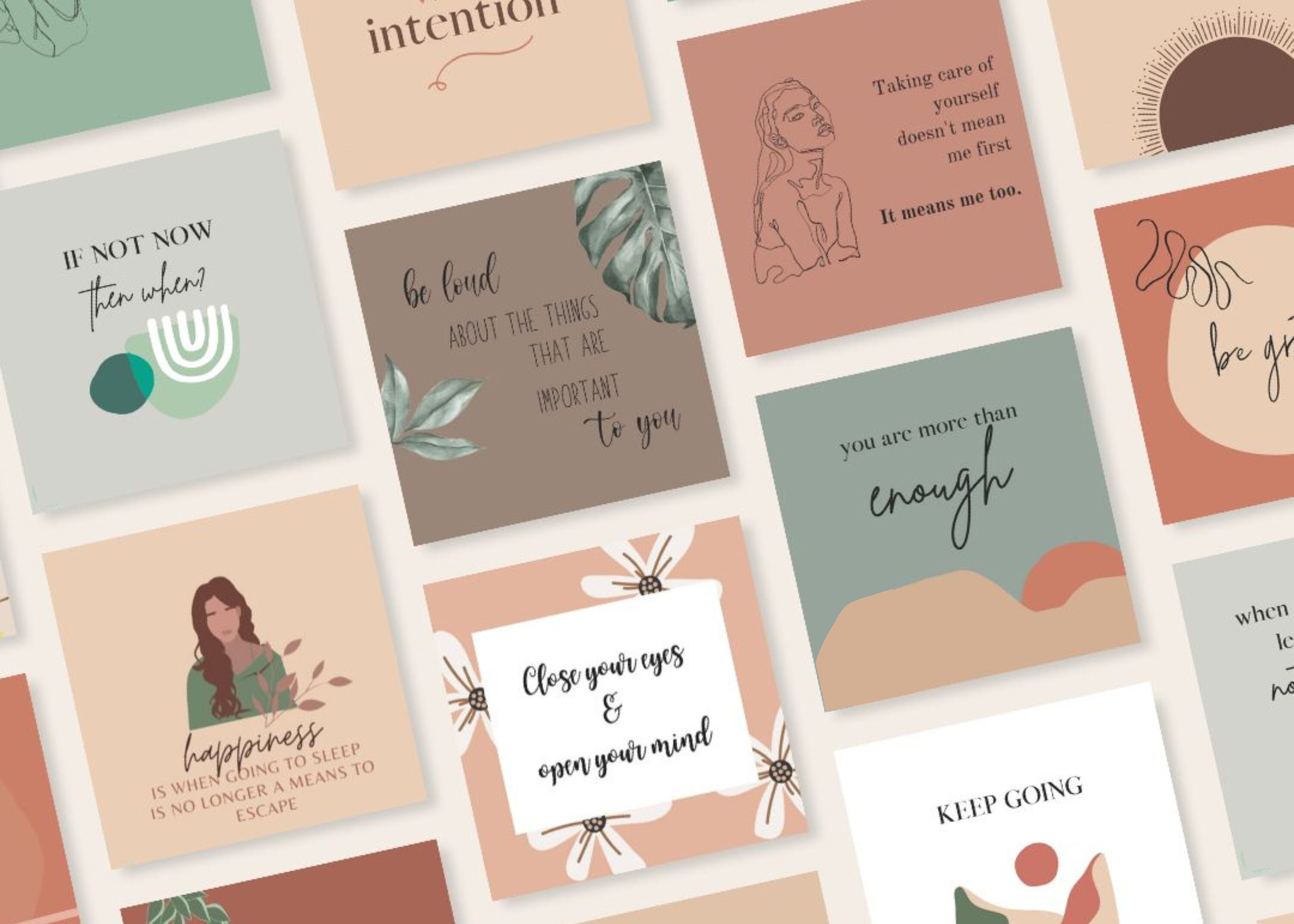 Boho Positive Quotes Instagram Minimalistic Canva Templates | Online ...