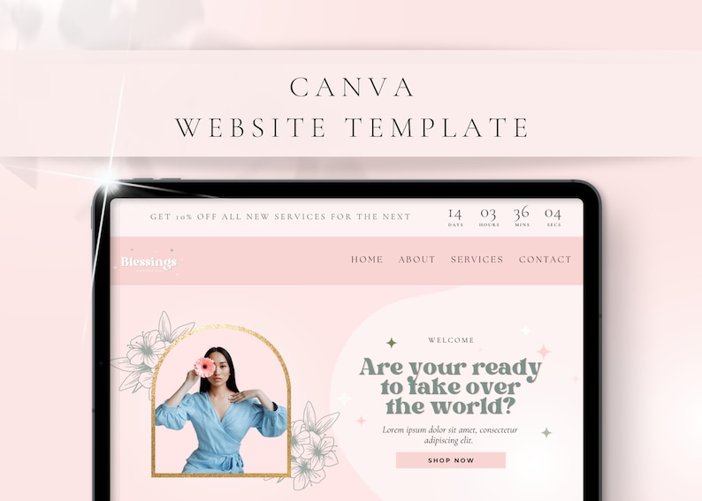 Canva Website Template Editable in Canva With Editable Banners, Pink ...