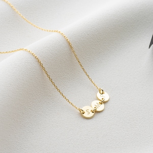 Gold Initial Discs Necklace, Tiny Disc Necklace, Monogram Necklace ...