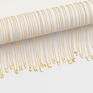 14k Gold Tiny Letter Necklace - Personalized 3D Bubble Initial Pendant ...