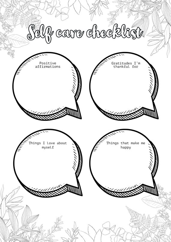 Mental Health Worksheet Self Care Worksheet Negative - Etsy