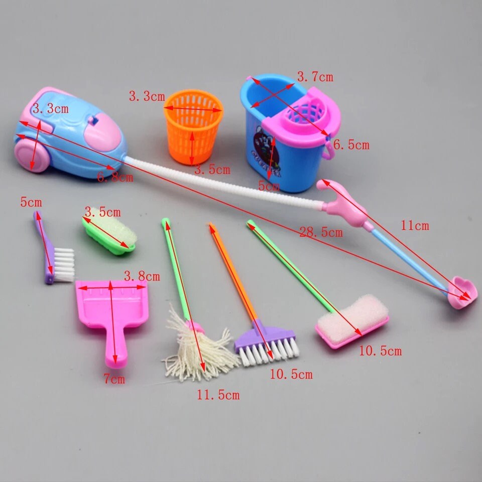 9pcs Mini Doll Accessories Household Cleaning Tools for Barbies, Doll ...