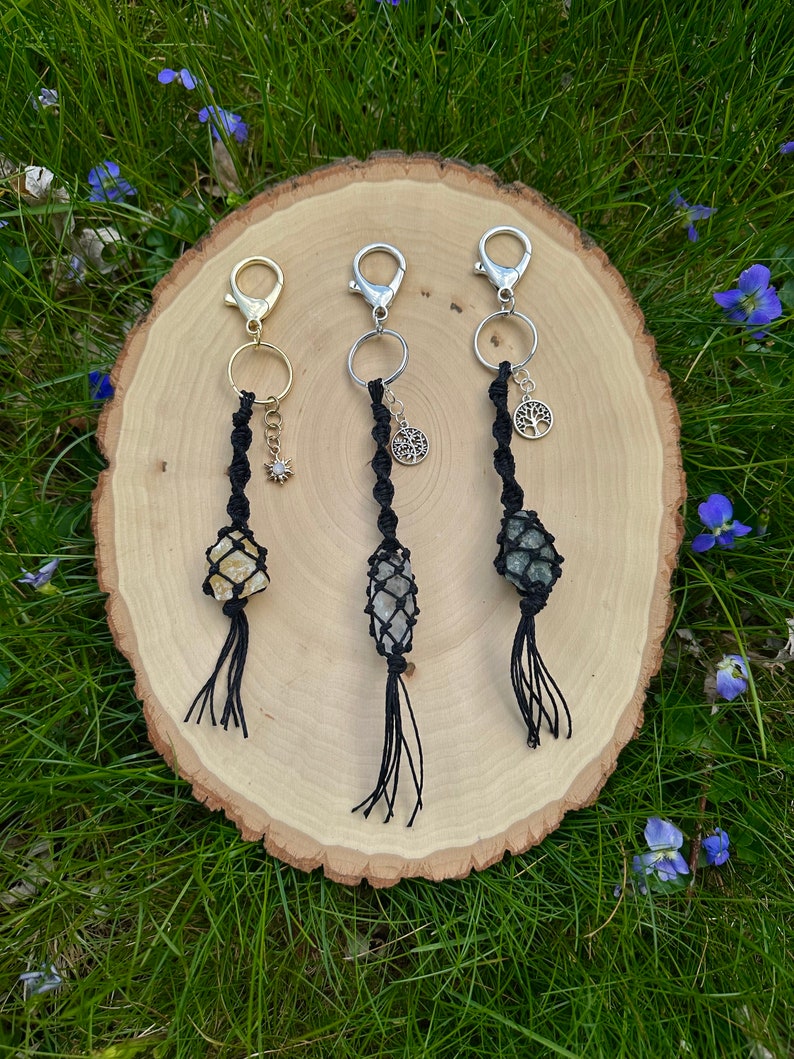 Macrame Crystal Keychains - Etsy