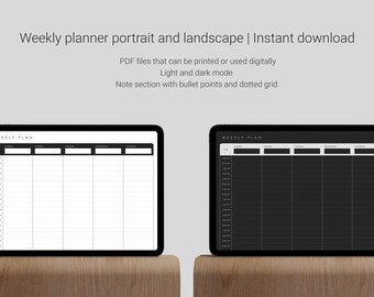 Weekly Planner Portrait and Landscape Instant Download Pdfs Letter 8 ...