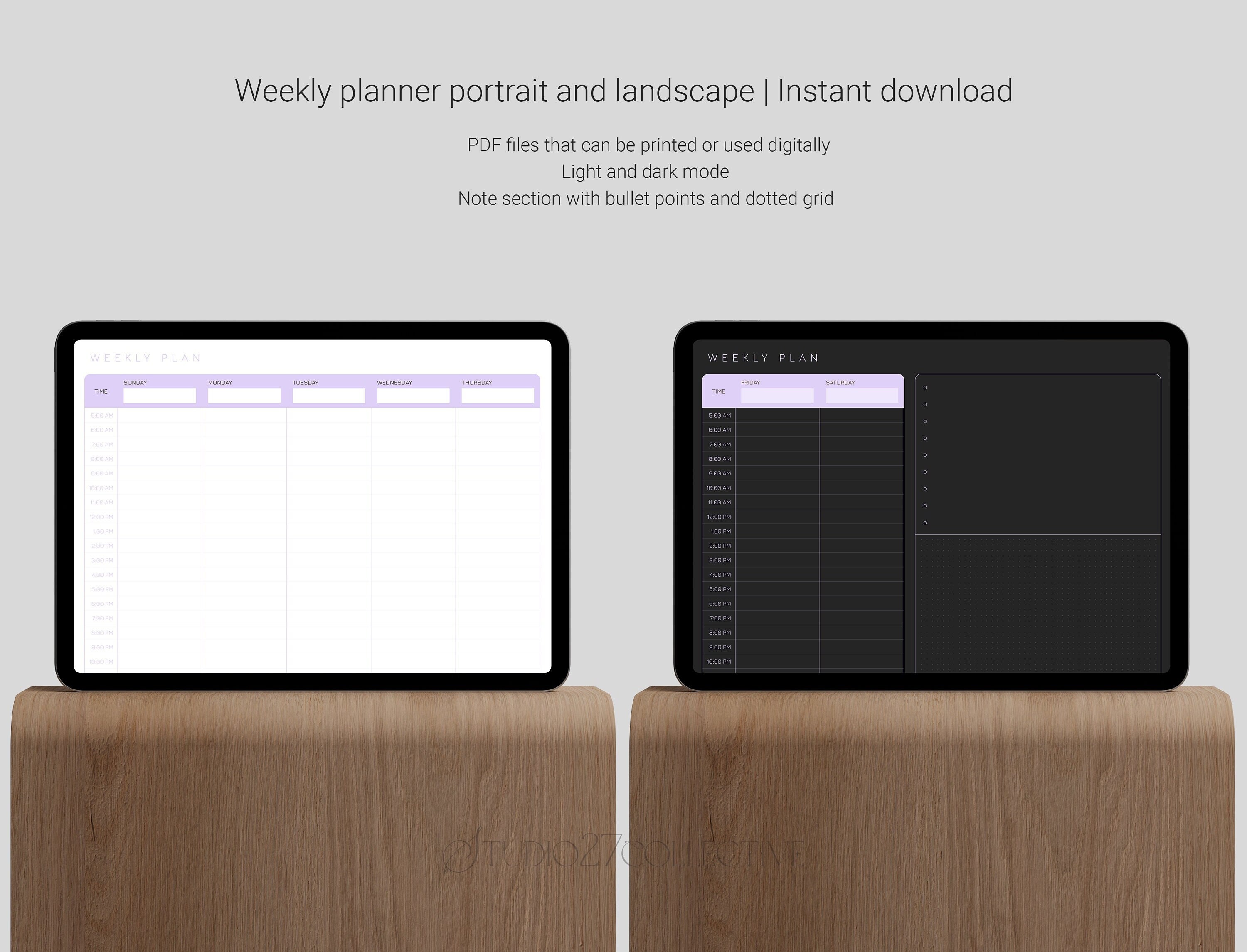 Weekly Planner Portrait and Landscape Instant Download Pdfs Letter 8 ...