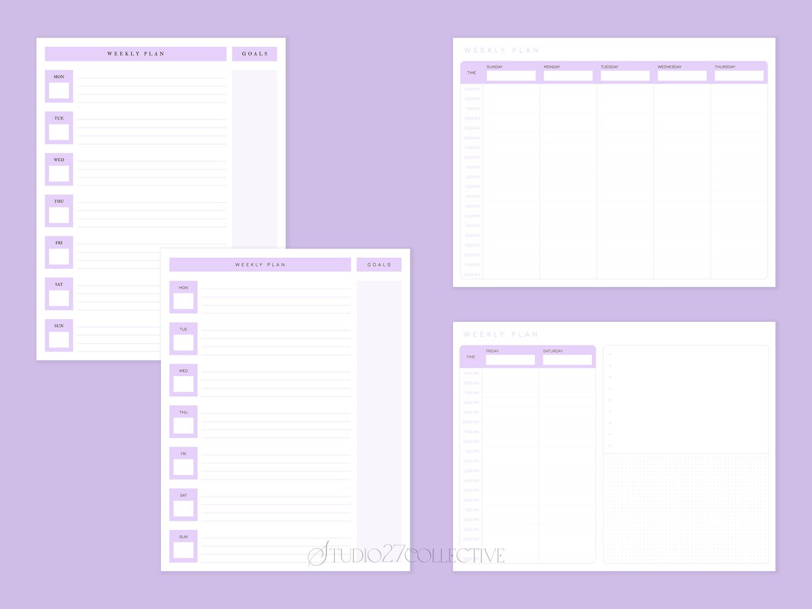 Weekly Planner Portrait and Landscape Instant Download Pdfs - Etsy