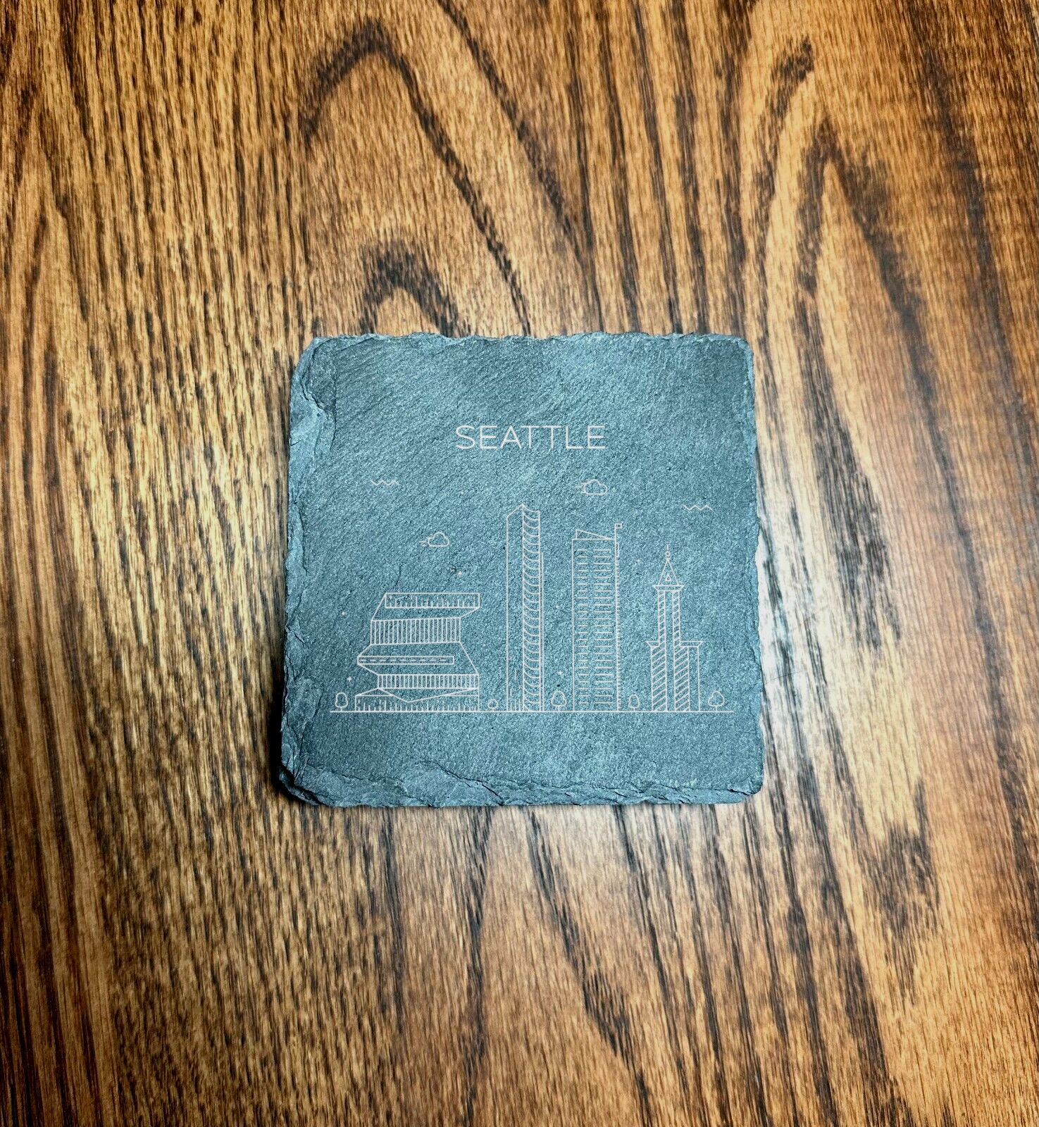 Seattle Skyline Engraved Stone Coaster, Chic Urban Home Decor ...