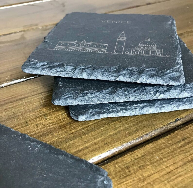 Venice Skyline Engraved Stone Coaster, Elegant Italian Home Decor ...