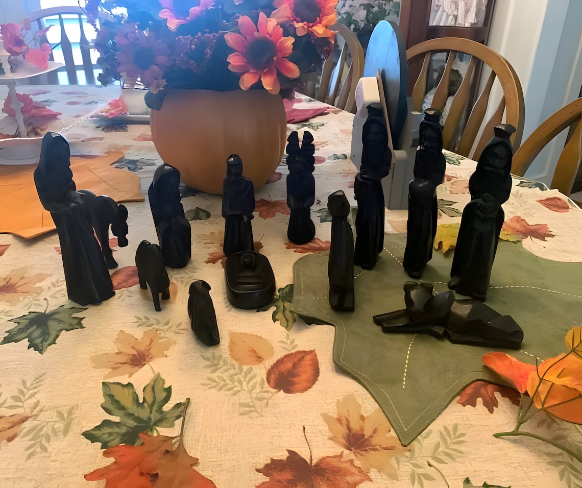 Christ Nativity Scene Set - Authentic African Carved Creche, Heirloom ...