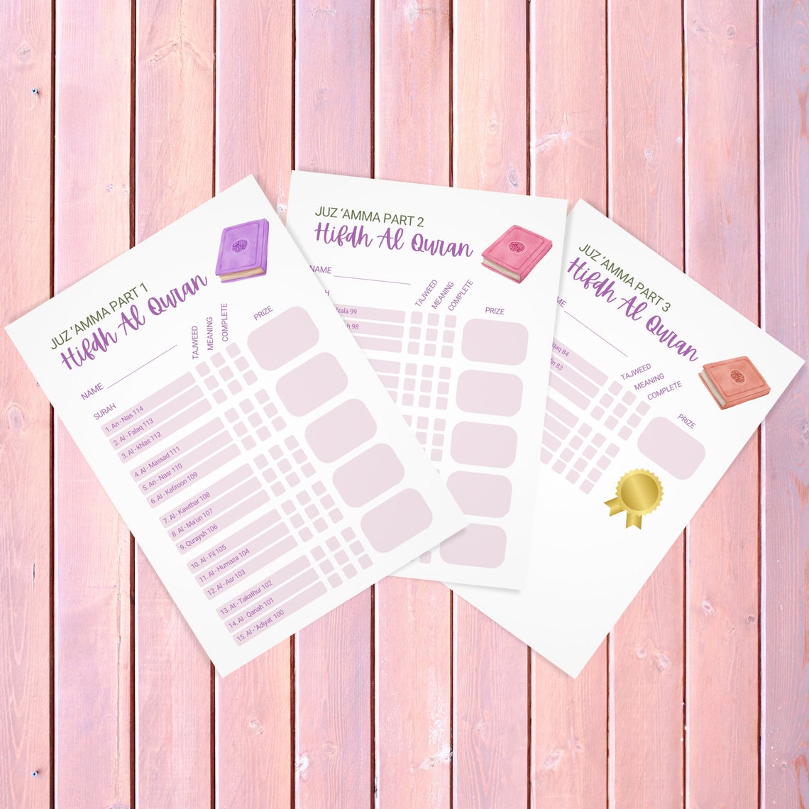 Quran Hifdhs Memorisation Chart Printable Kids Juz Amma Surahs Hifz ...