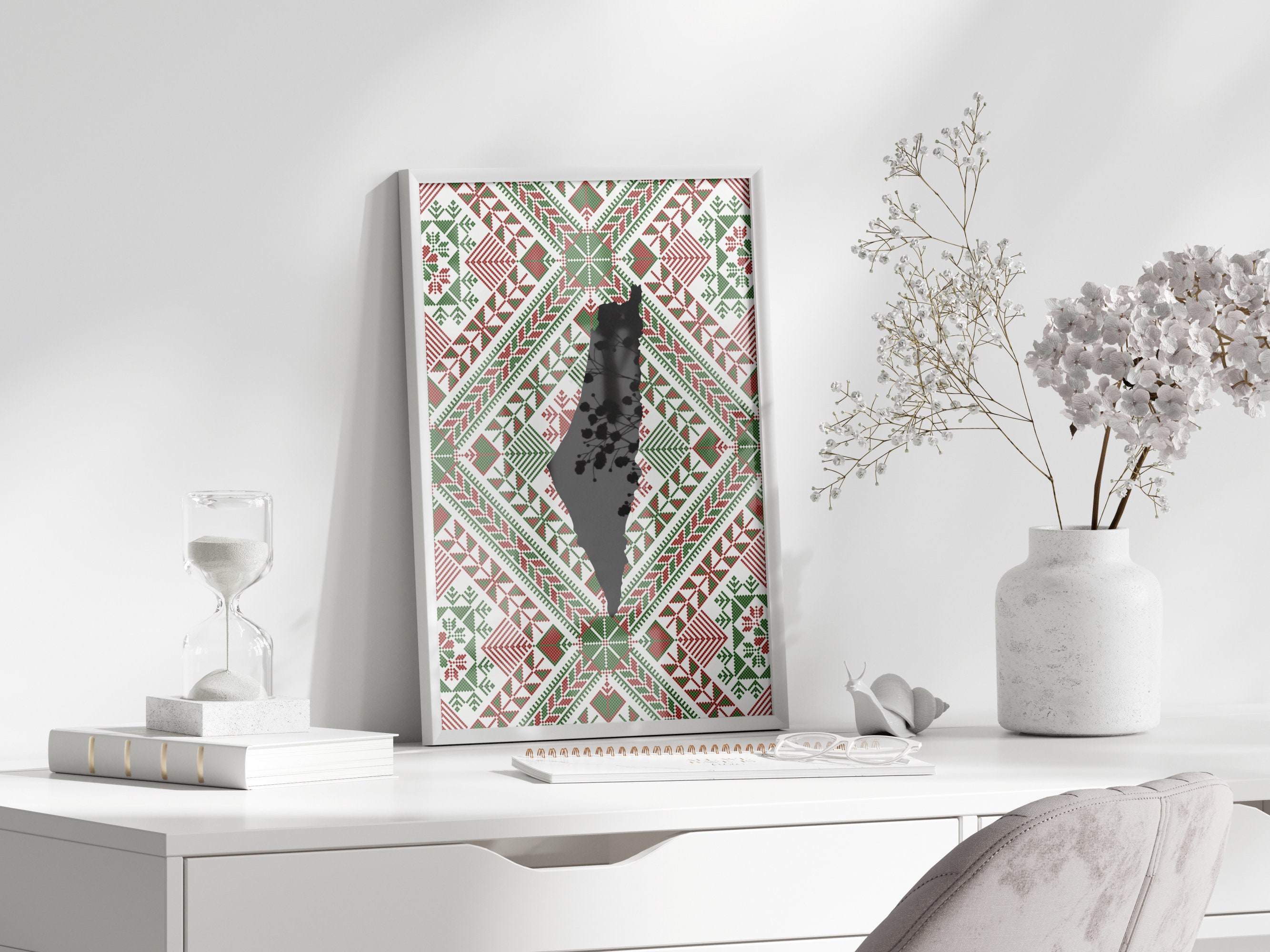 Printable Wall Art Palestinian Patterns Tatreez Embroidery Map Free ...