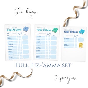 Quran Hifdhs Memorisation Chart Printable Kids Juz Amma Surahs Hifz ...