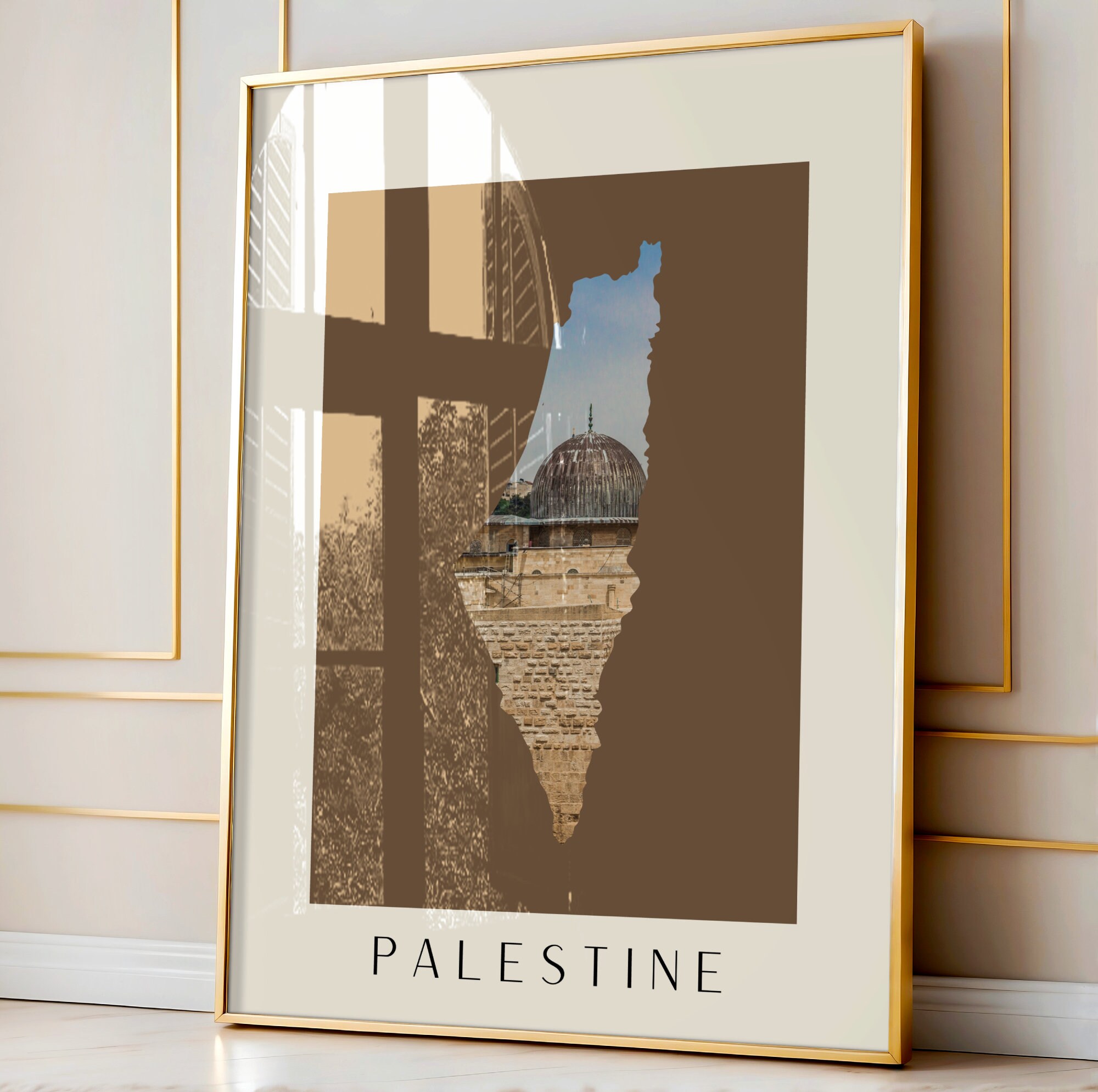 Printable Wall Art Palestine Map Al Aqsa Print Al Quds Blue Dome Mosque ...