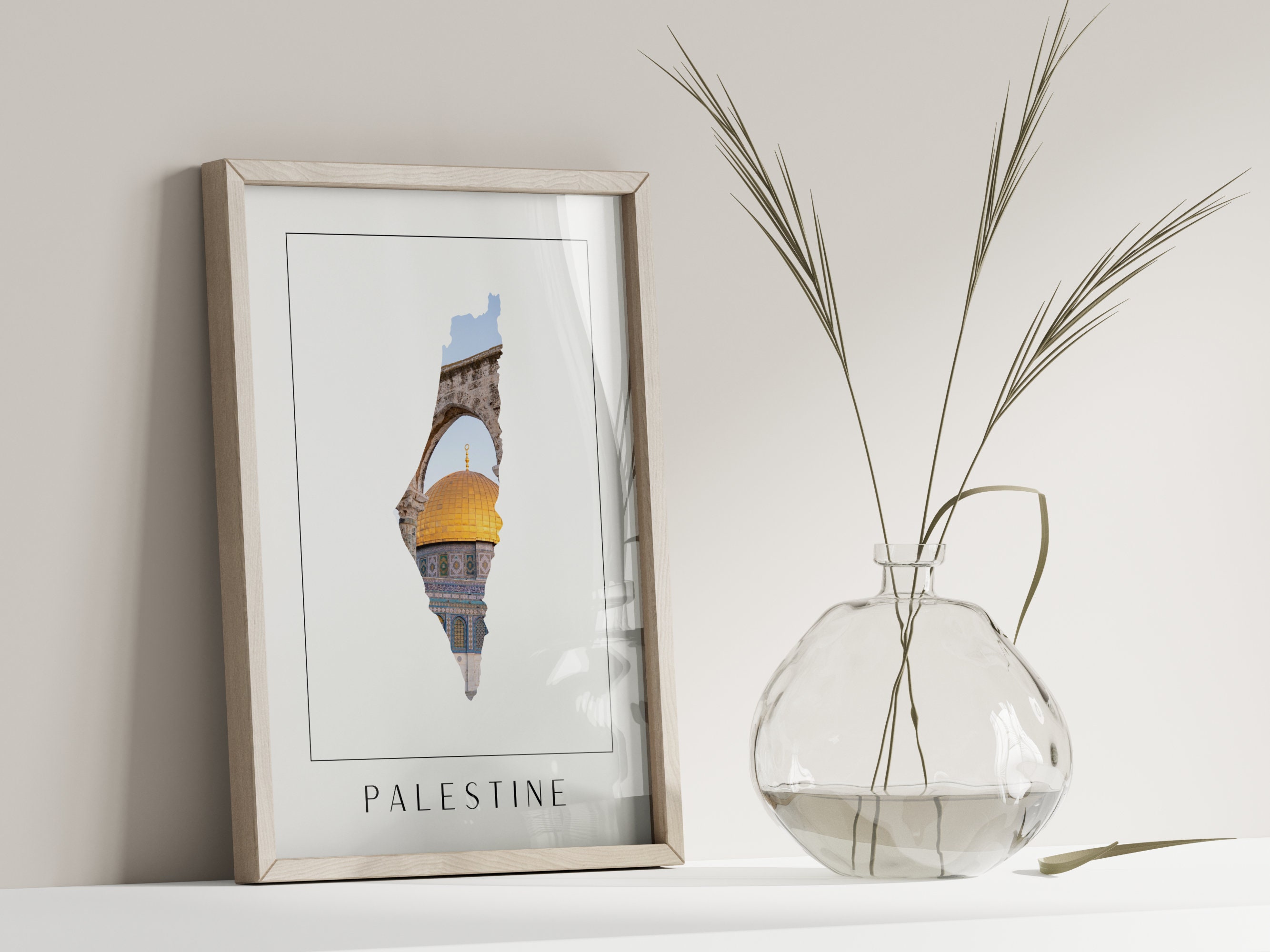 Palestine Map Art Dome of the Rock Mosque Wall Poster Giclèe Print ...