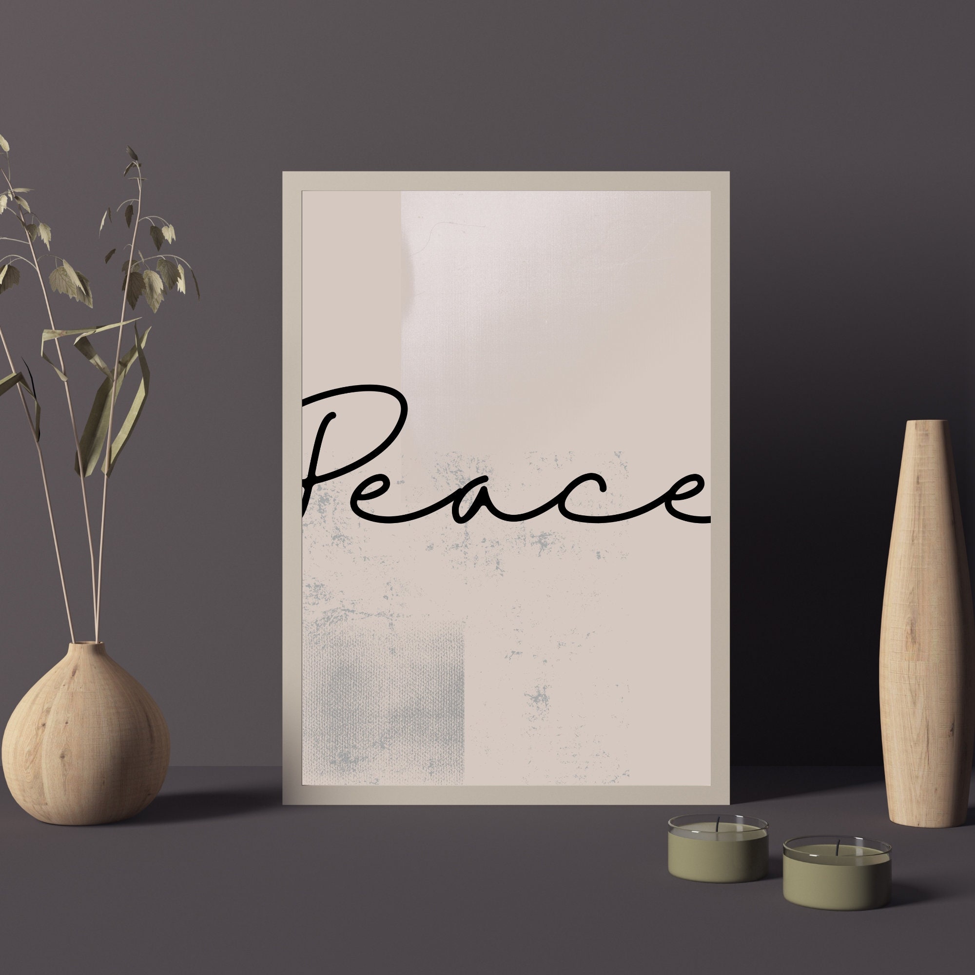 Salam Peace Islamic Wall Art Printable Minimal Beige Art Print ...