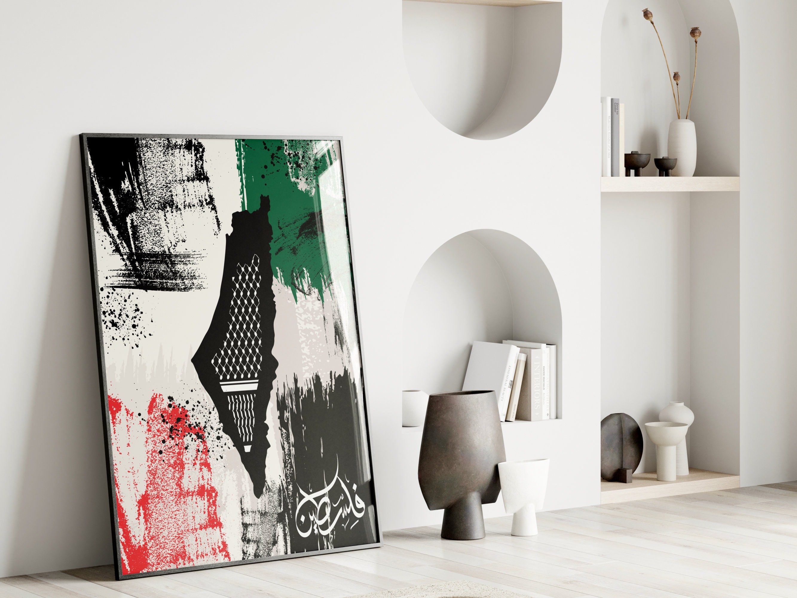 Printable Wall Art Palestine Keffiyeh Map Poster Arabic Calligraphy ...