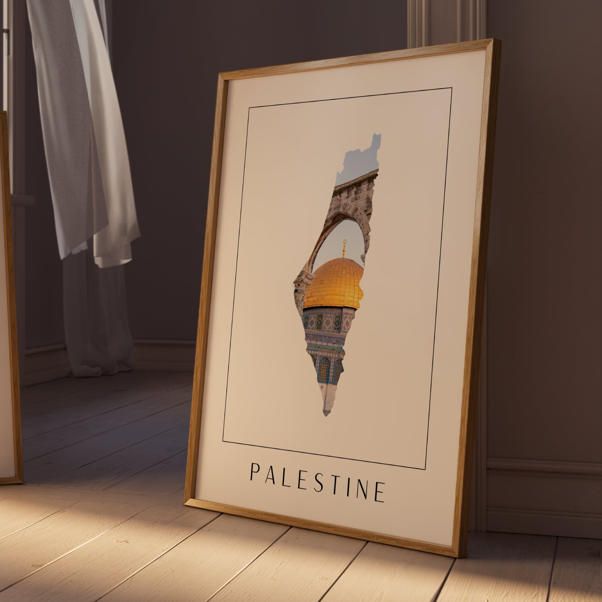 Palestine Map Art Dome of the Rock Mosque Wall Poster Giclèe Print ...