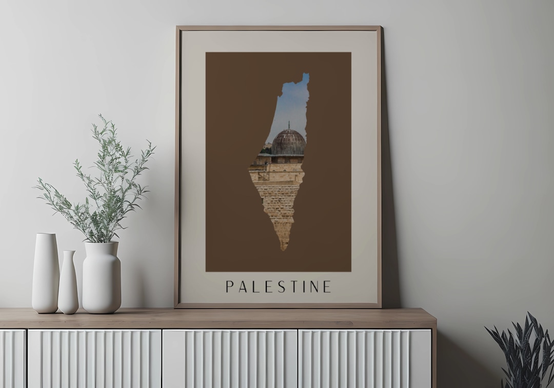 Printable Wall Art Palestine Map Al Aqsa Print Al Quds Blue Dome Mosque ...