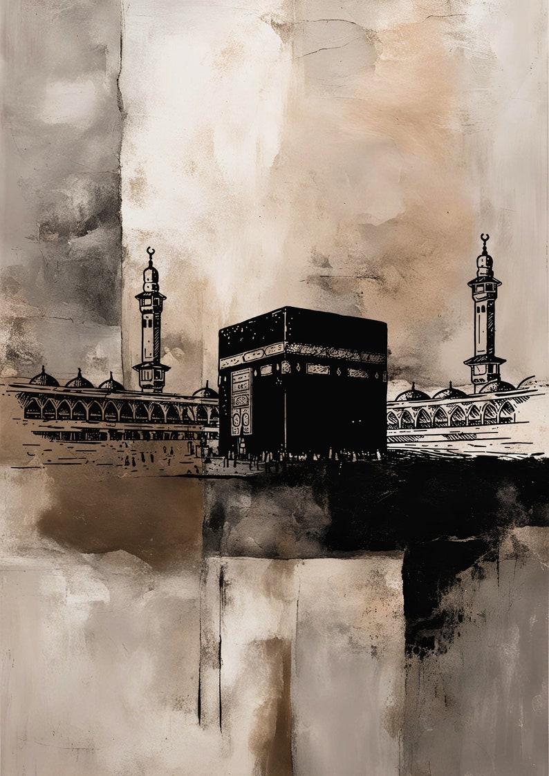 Kaaba Sketch Art Modern Abstract Wabi Sabi Poster Giclée Fine Art ...
