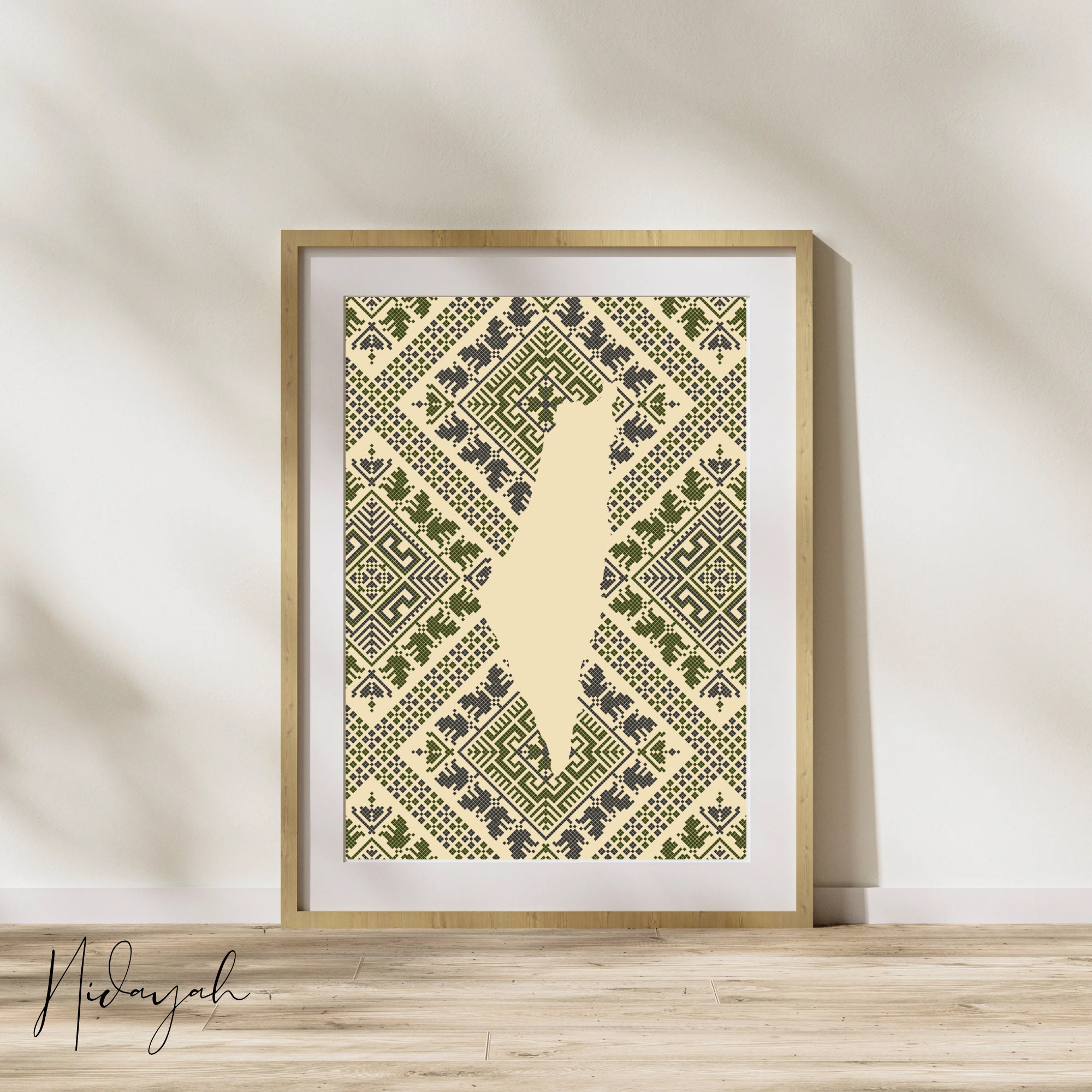 Printable Wall Art Palestinian Patterns Tatreez Embroidery Map Free ...