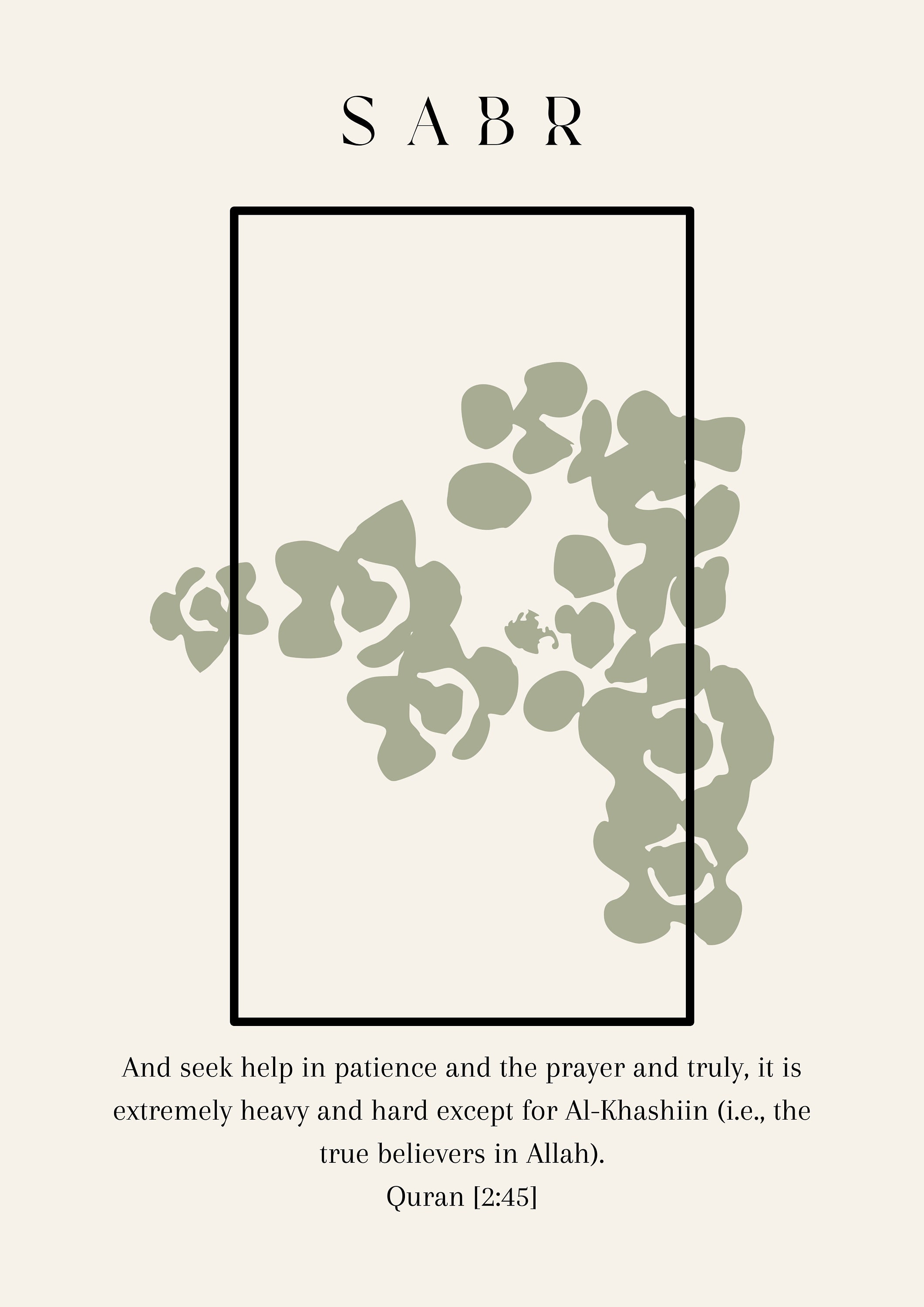 Abstract Floral Islamic Art Printable Minimal Wall Art Sabr Tawakkul ...