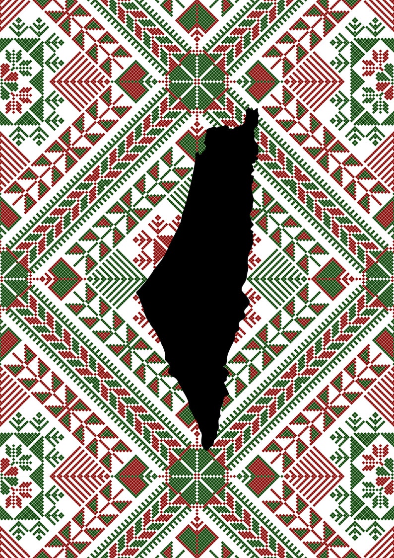 Printable Wall Art Palestinian Patterns Tatreez Embroidery Map Free ...