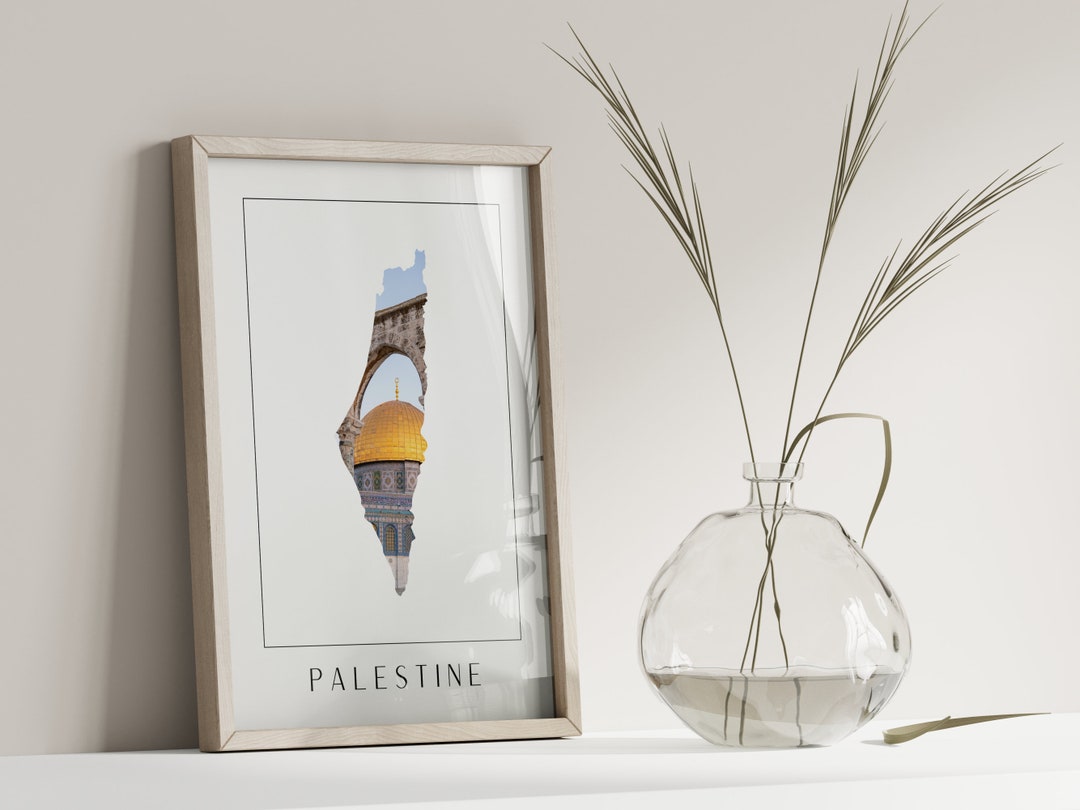 Printable Wall Art Palestine Map Al Quds Print Dome of Rock Mosque ...