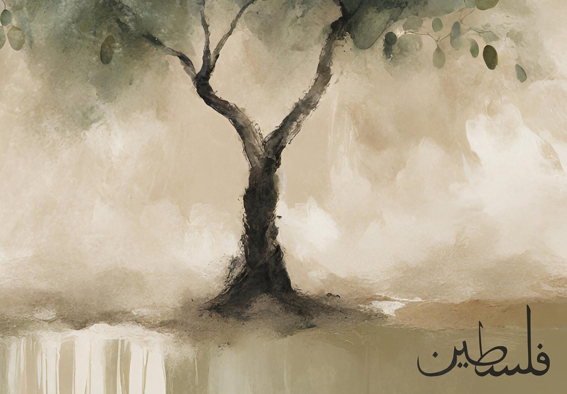 Palestine Olive Tree Wall Art Printable Poster Arabic Calligraphy Print ...