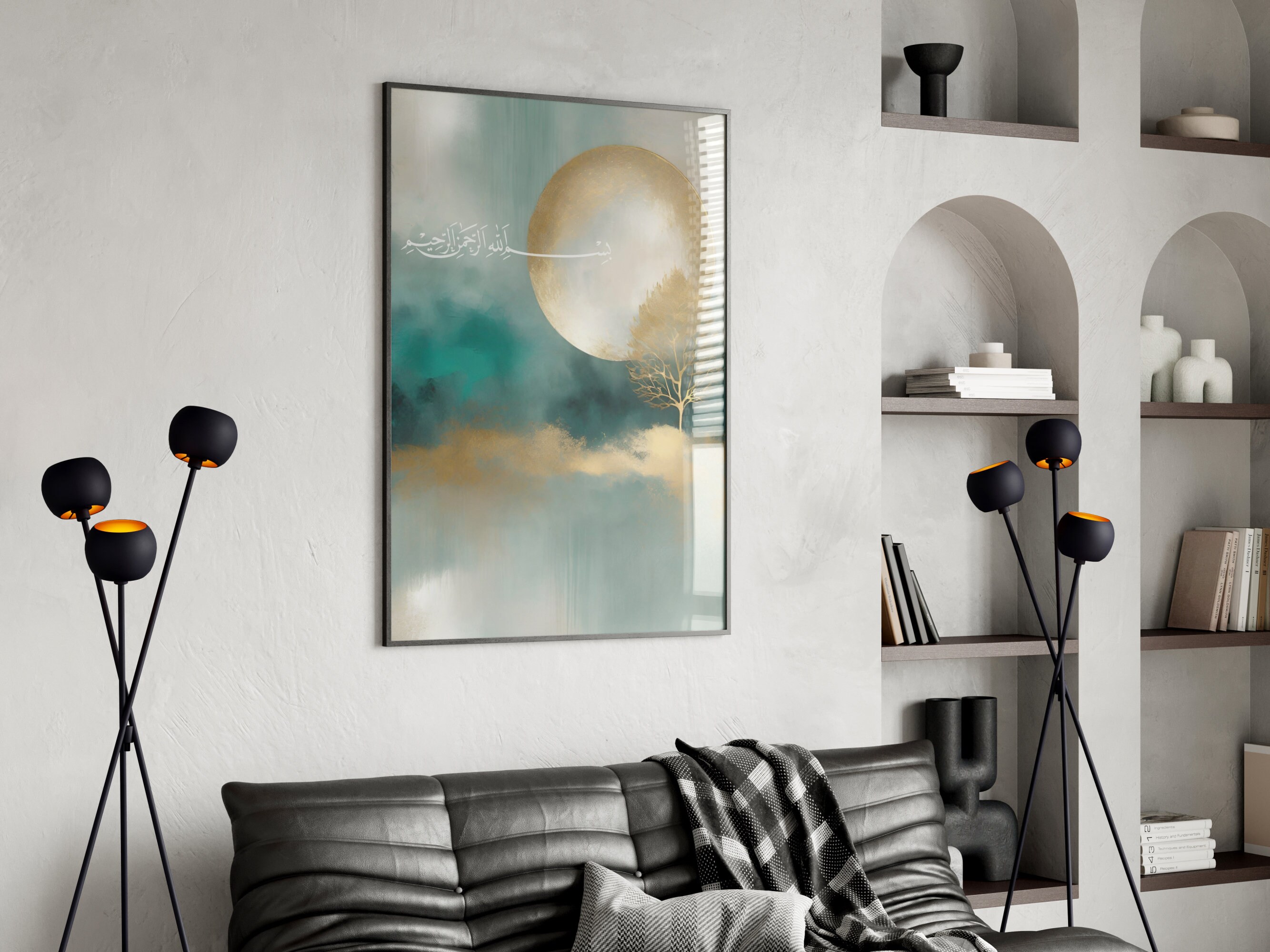 Japanese Zen Bismillah Islamic Wall Art Printable Modern Japandi Moon ...