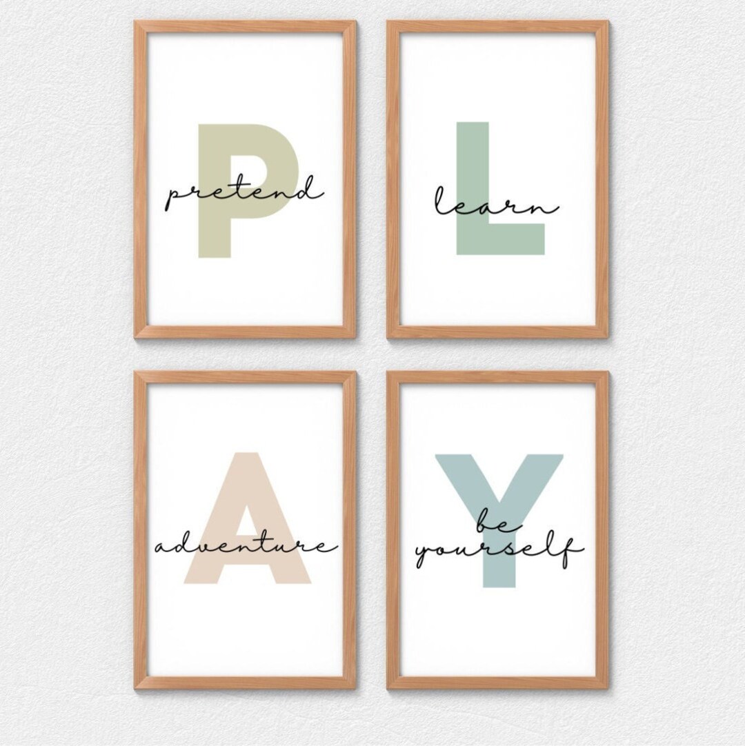 PLAY Wall Art Set, Playroom Decor, Be Yourself, Kids Room, Wall Art Set ...
