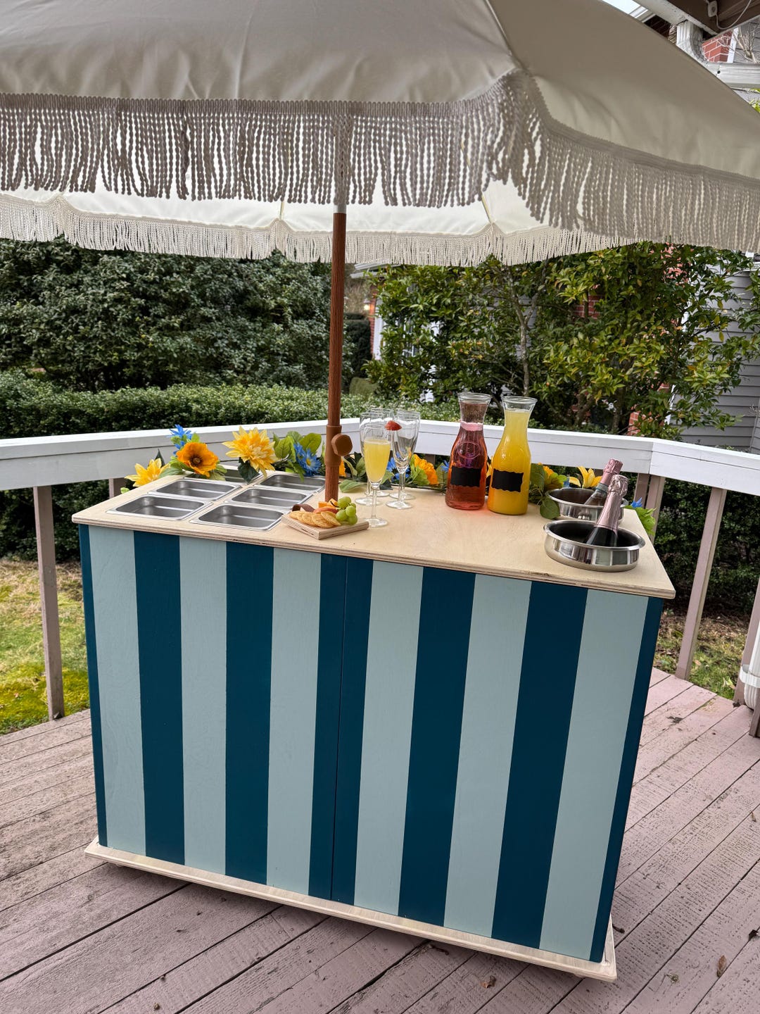 Charcuterie & Champagne Cart Collapsible W/casters. Flower Cart. Blue ...