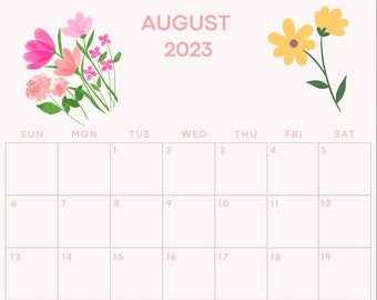 August 2023 Calendar Printable Summer Planner Calendar Cute - Etsy