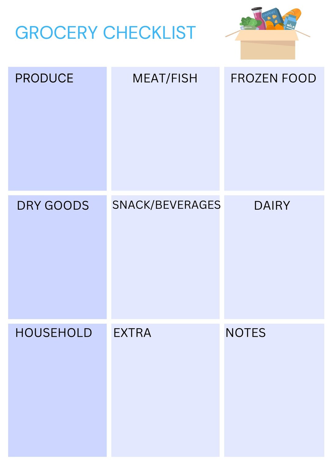 Grocery Checklist, Cute Grocery Checklist, Simple Grocery Checklist - Etsy