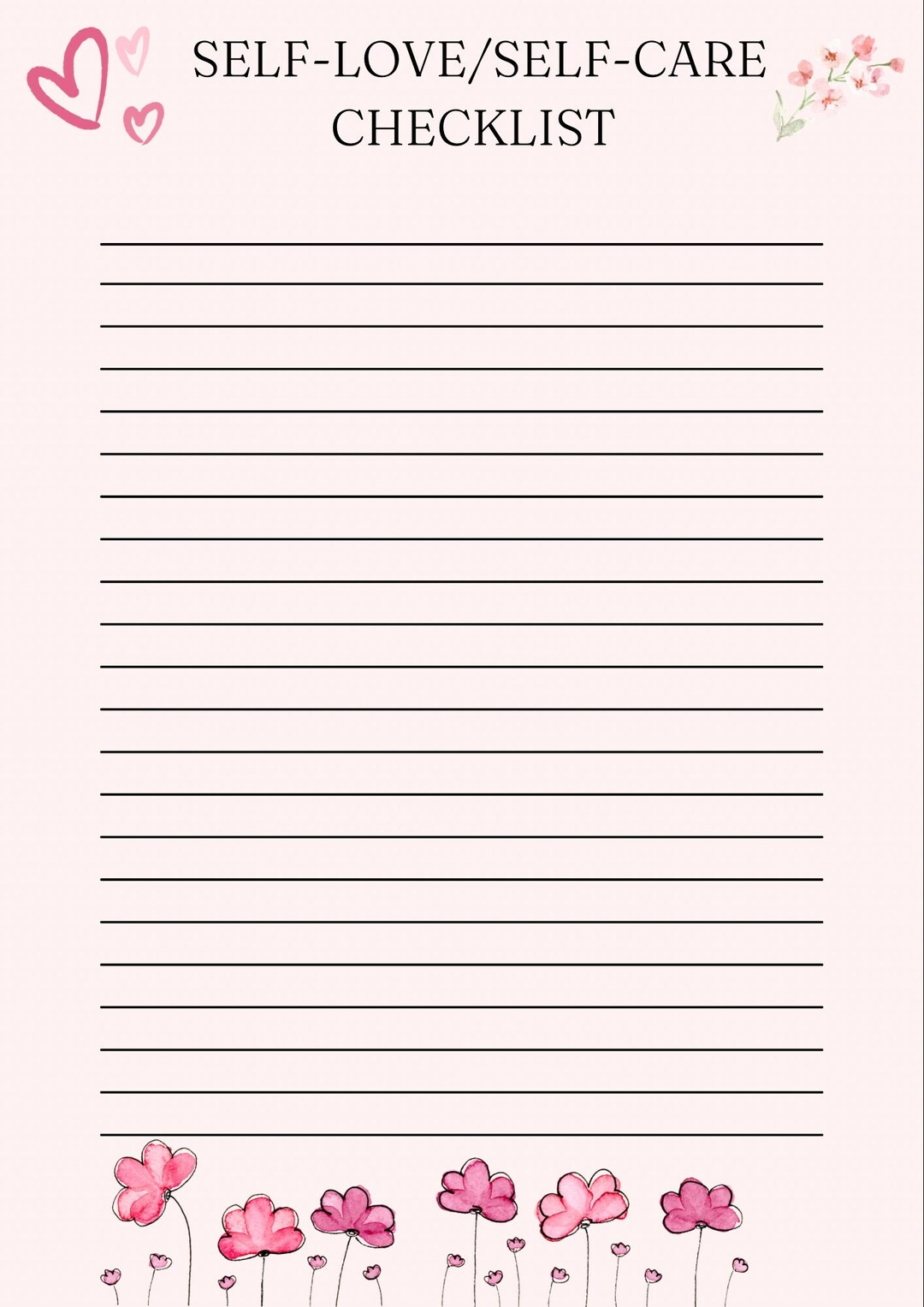 Self-love/self-care Checklist Printable - Etsy