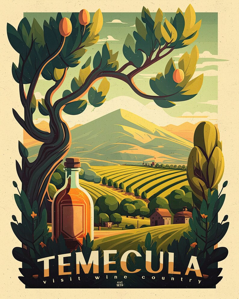 Temecula Wine Country Poster | California Vineyard Print - Etsy