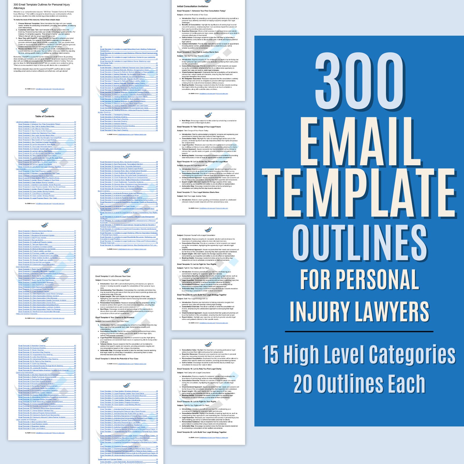 300 Email Template Outlines for Personal Injury Attorneys: DFY Content ...