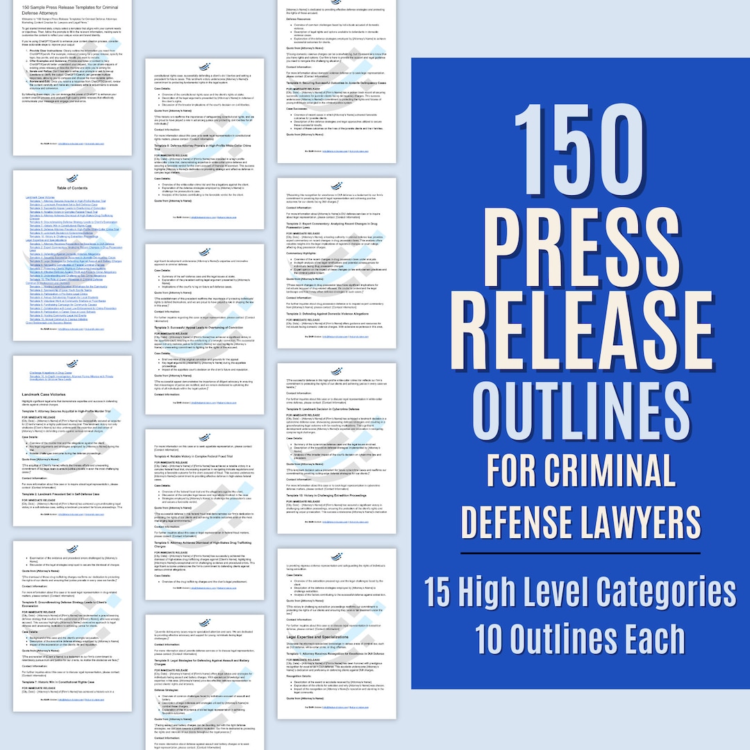 150 Sample Press Release Template Outlines for Criminal Defense ...