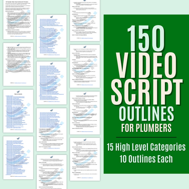 150 Sample Video Script Outline Templates for Plumbers: Prewritten DFY ...