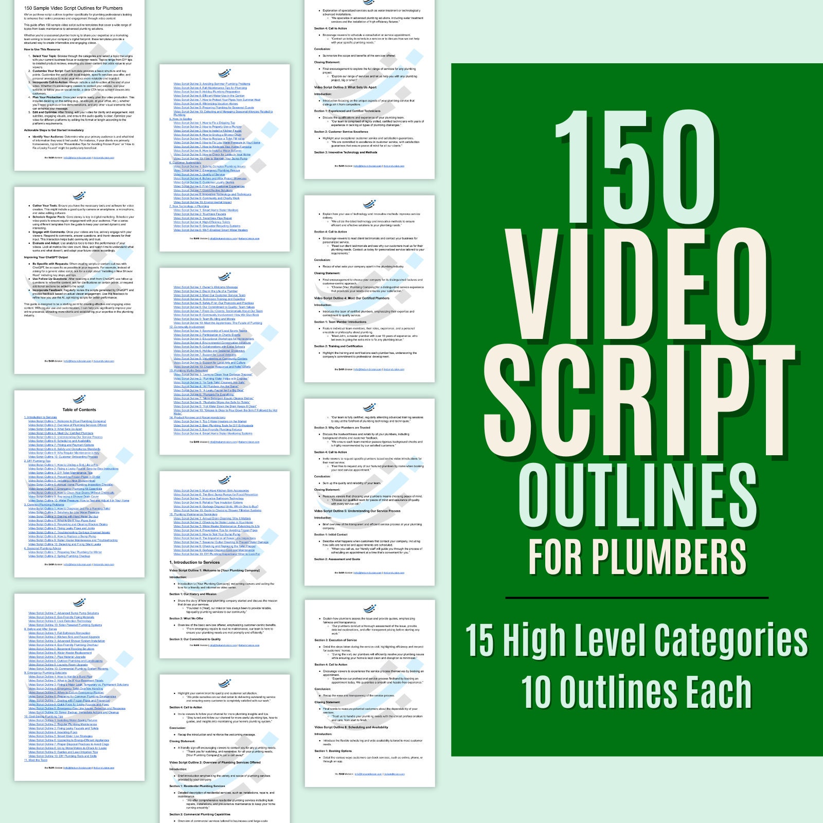 150 Sample Video Script Outline Templates for Plumbers: Prewritten DFY ...
