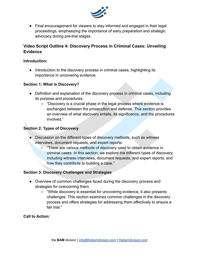 150 Sample Video Script Outlines for Criminal Defense Attorneys ...