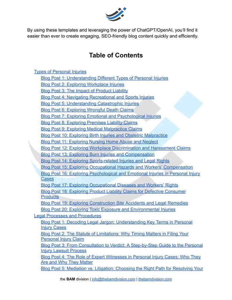 300 Ready-to-use Blog Post Outline Templates for Personal Injury ...