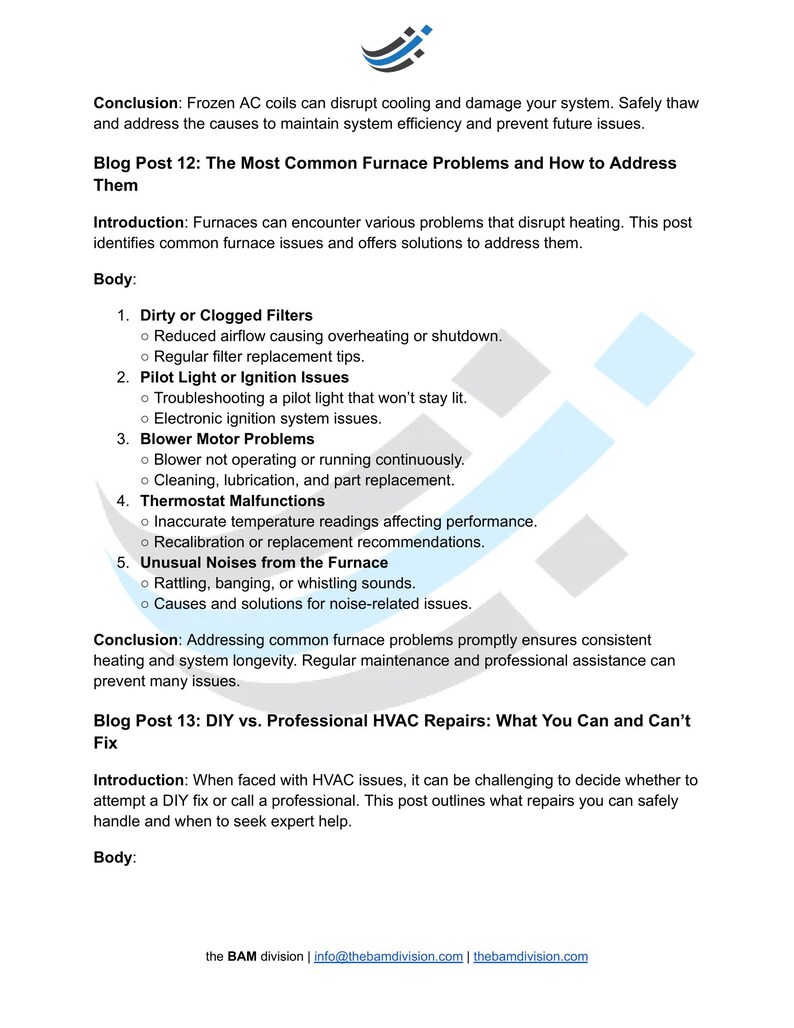 200 Sample Blog Post Outline Templates for HVAC Technicians: DFY ...