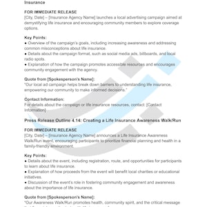 150 Sample Press Release Template Outlines for Life Insurance Agents ...