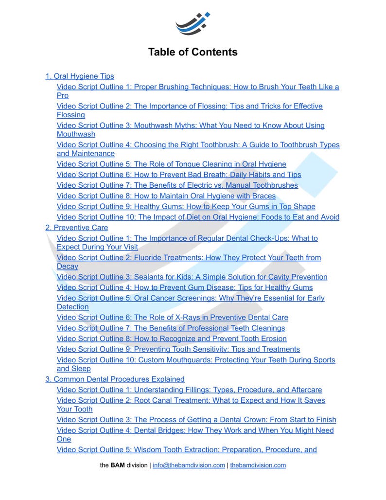 150 Video Script Outlines Templates for Dentists: DFY Content Creation ...