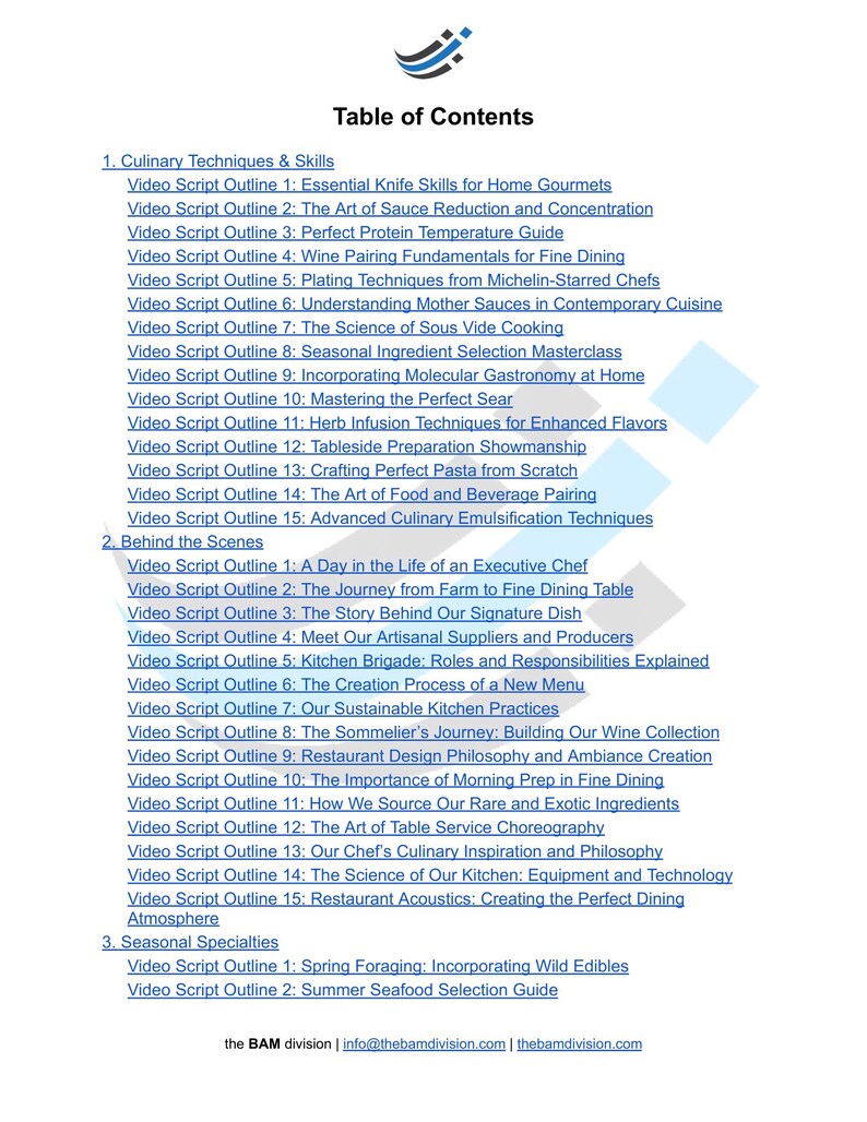 150 Sample Video Script Template Outlines for Luxury & Fine Dining ...