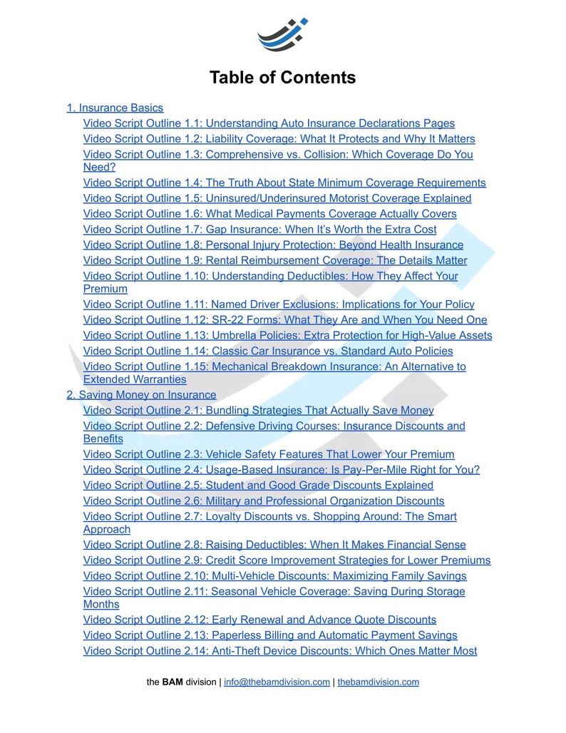 150 Video Script Template Outlines for Auto Insurance Brokers: DFY ...
