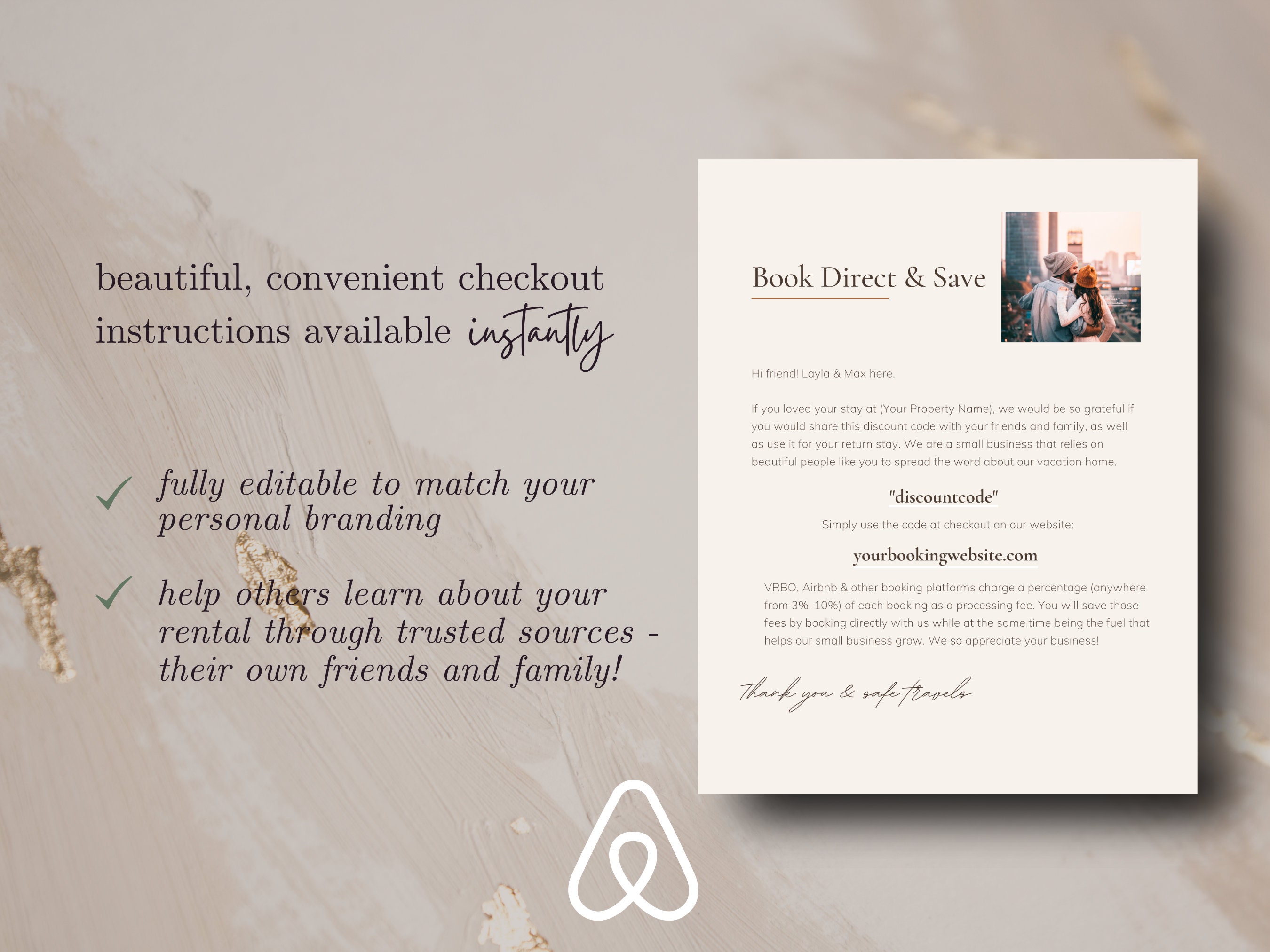 10x12 Book Direct Poster, Direct Booking Sign, Airbnb Book Direct Sign ...